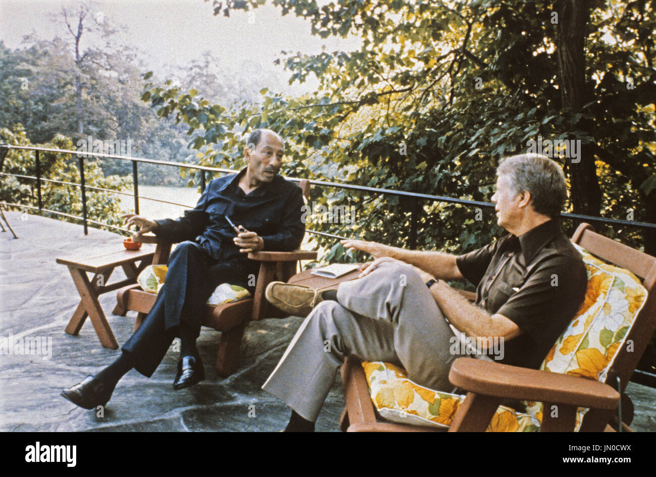 President Anwar al-Sadat of Egypt, left, and United States President ...