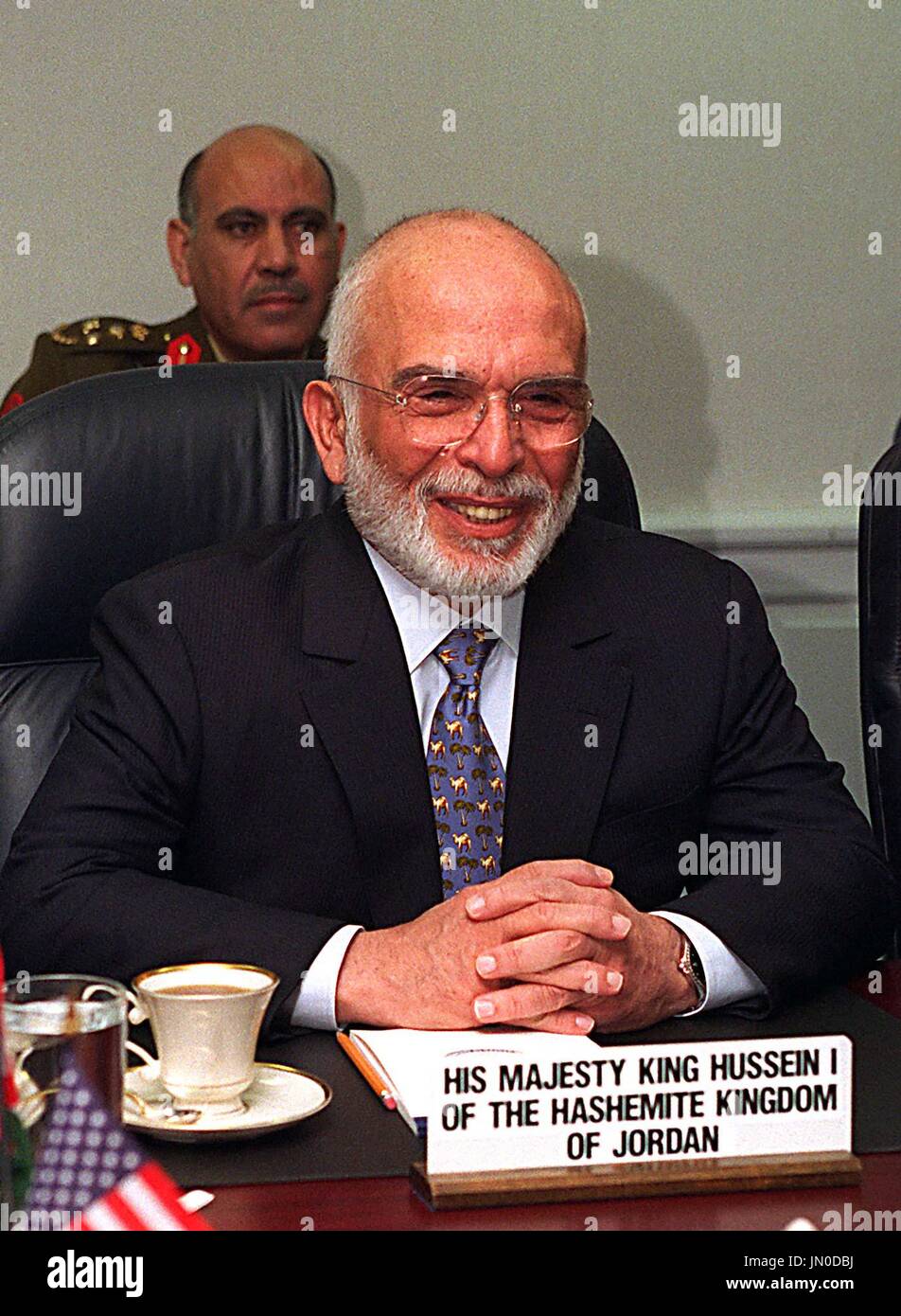 King Hussein I , of the Hashemite Kingdom of Jordan, meets with ...