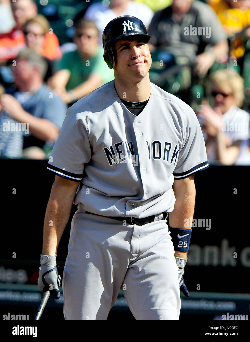 New York Yankees first baseman Mark Teixeira (25) bats in the ninth ...