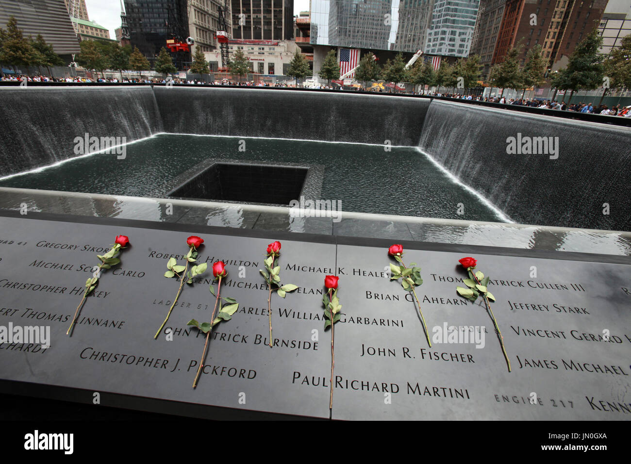 On the 10th anniversary of the September 11th attacks, flowers at the ...