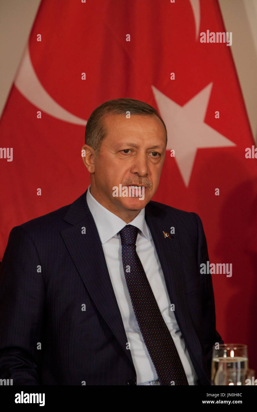 Prime Minister Recep Tayyip Erdogan of Turkey holds a bilateral meeting ...