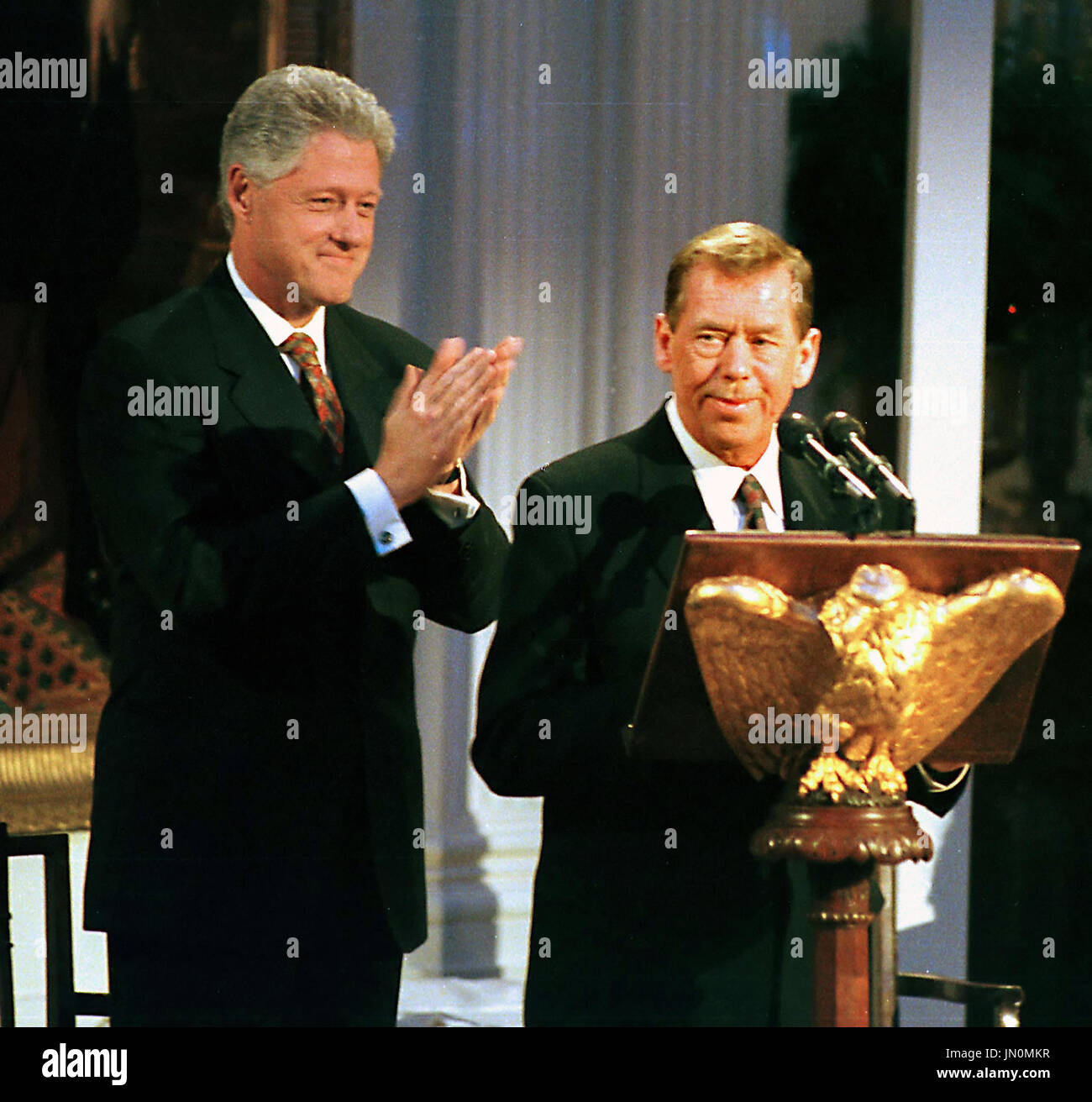 President Vaclav Havel of the Czech Republic, right, appears during the ...