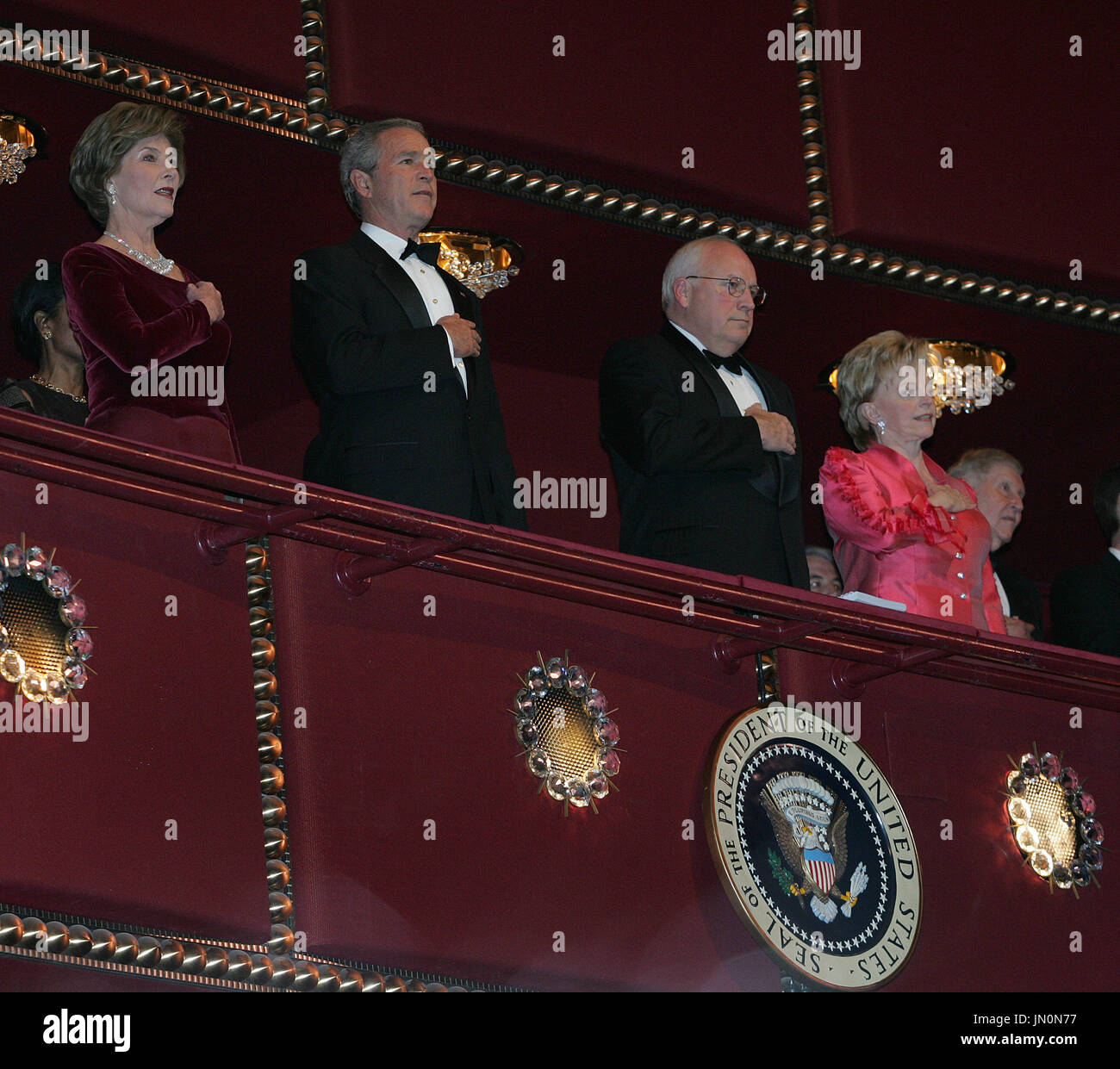 First lady Laura Bush, U.S. President George W. Bush, Vice President ...