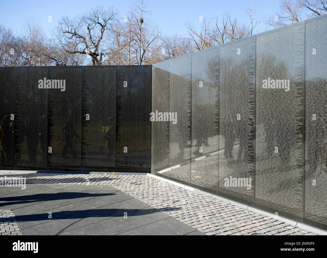 Walls of names that comprise part of the Vietnam Veterans Memorial in ...