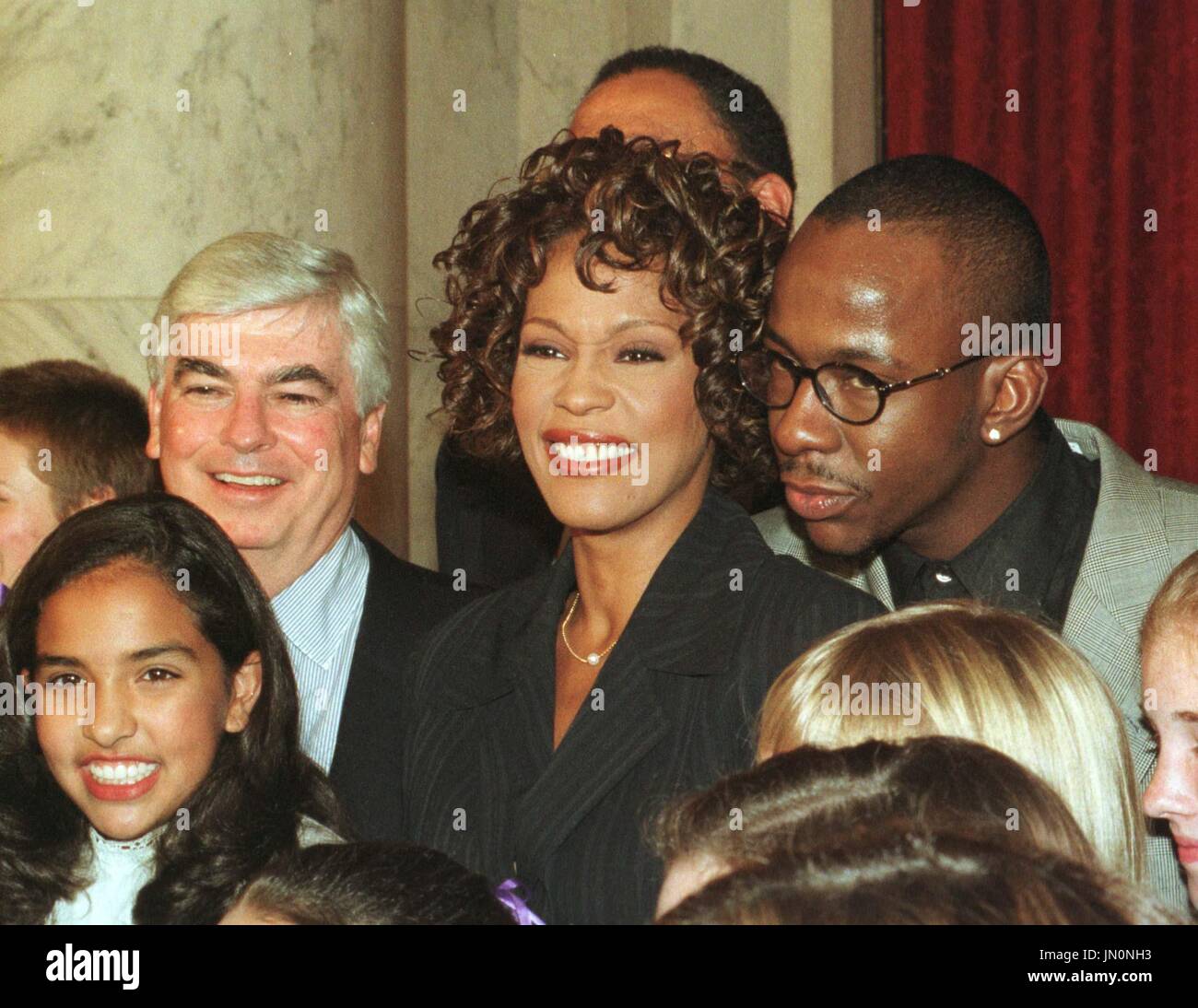 Whitney Houston and her husband, Bobby Brown stand with United States ...