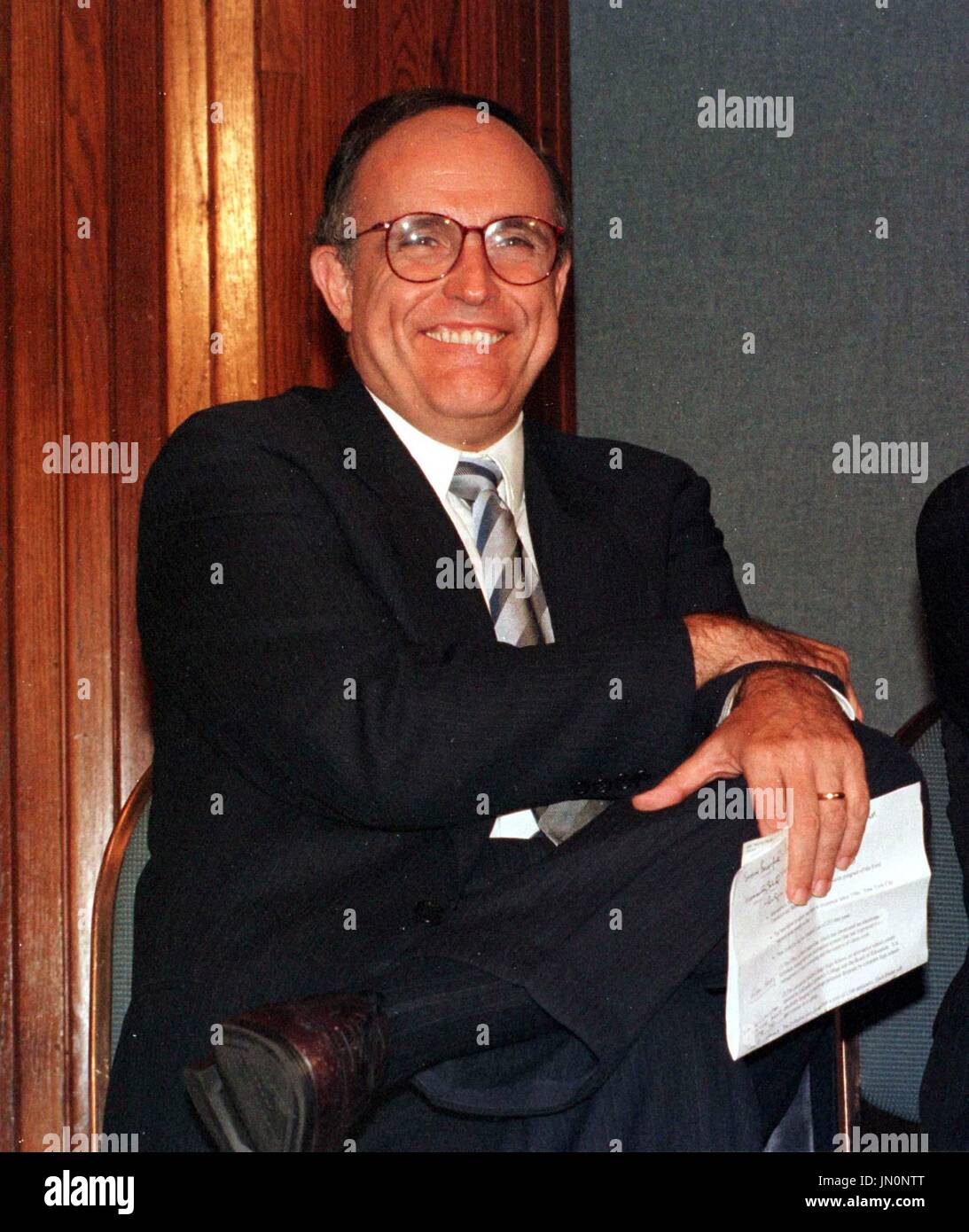 New York City Mayor Rudolph Giuliani smiles as he is introduced to ...