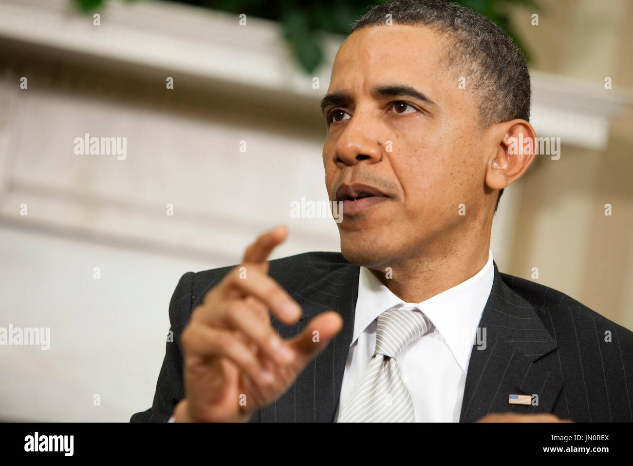 United States President Barack Obama talks to the media after meeting ...