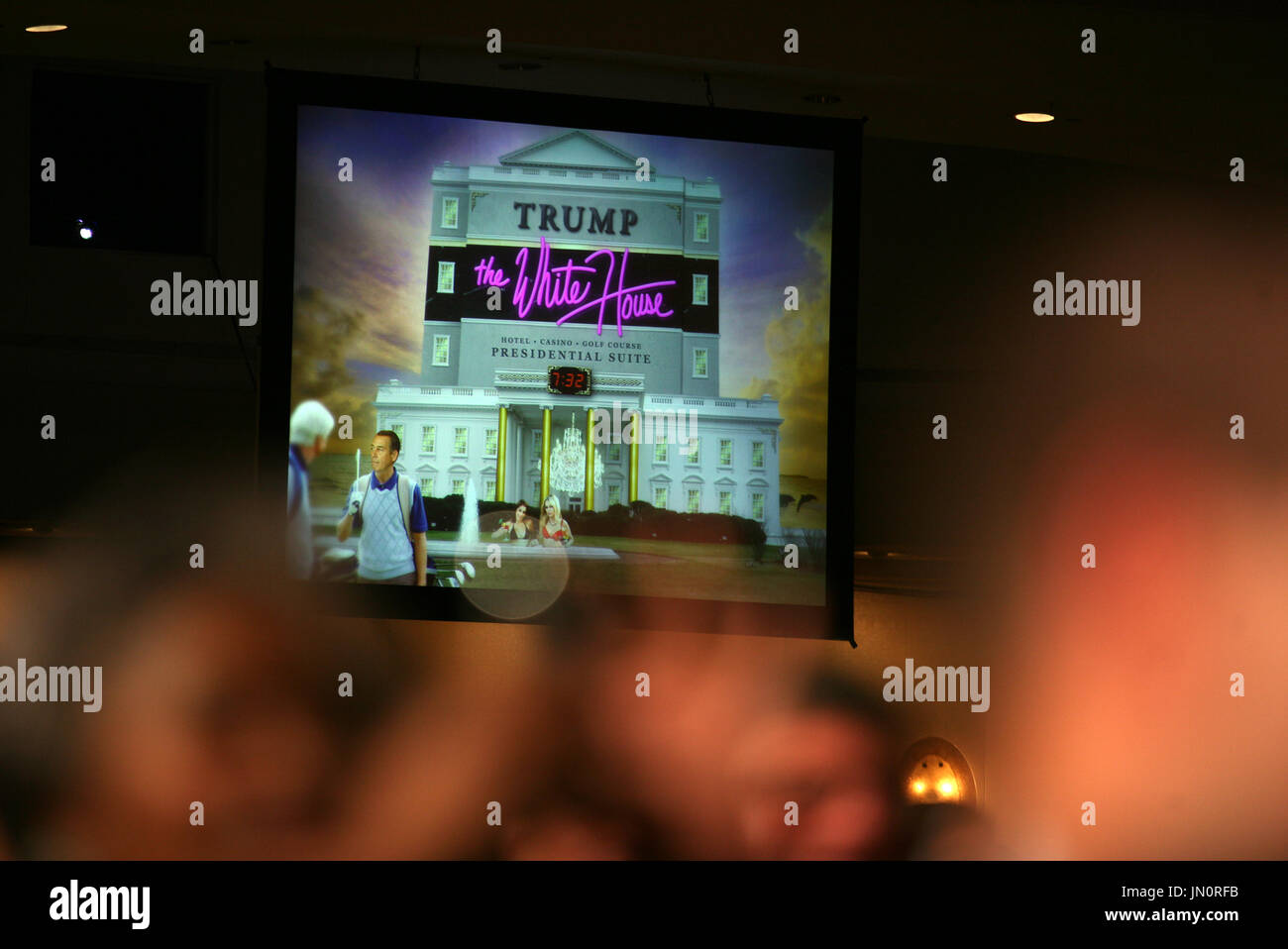 A projected image is shown on a large screen during United States ...