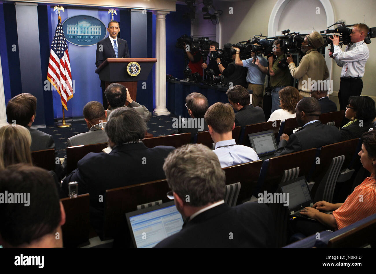 United States President Barack Obama makes a statement to the media ...