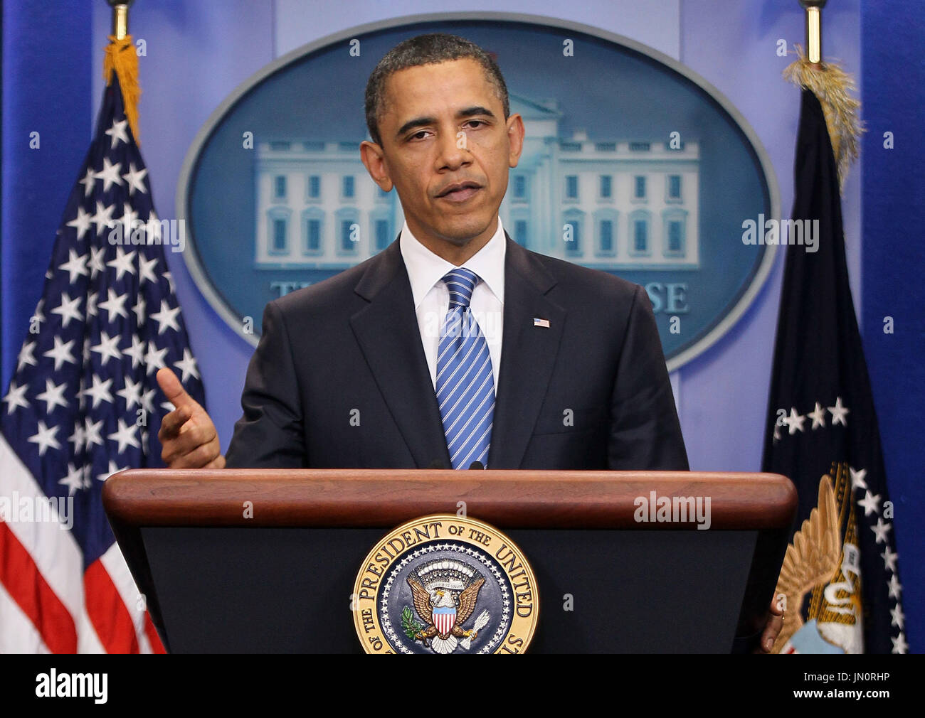 United States President Barack Obama makes a statement to the media ...