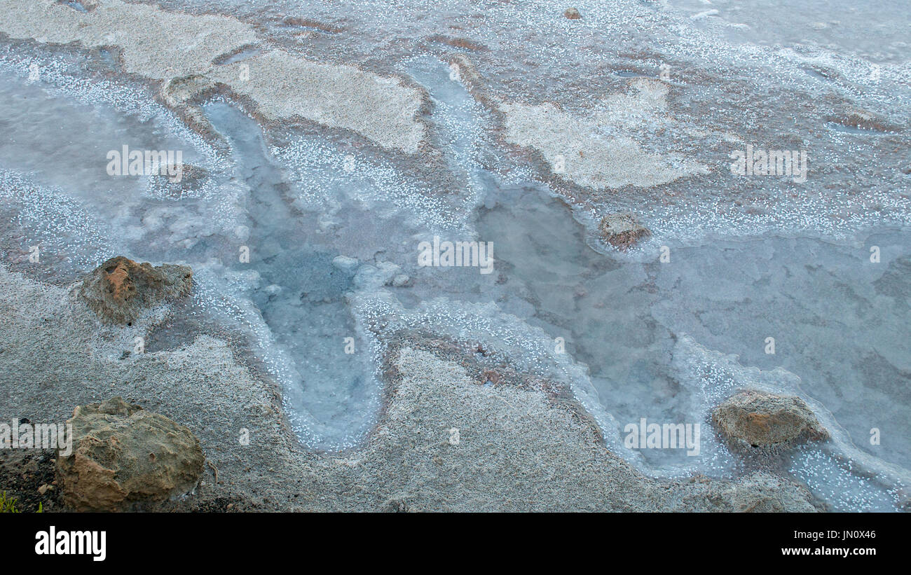 Abstract texture of the natural salt pan in Ses Salines Natural Park ...
