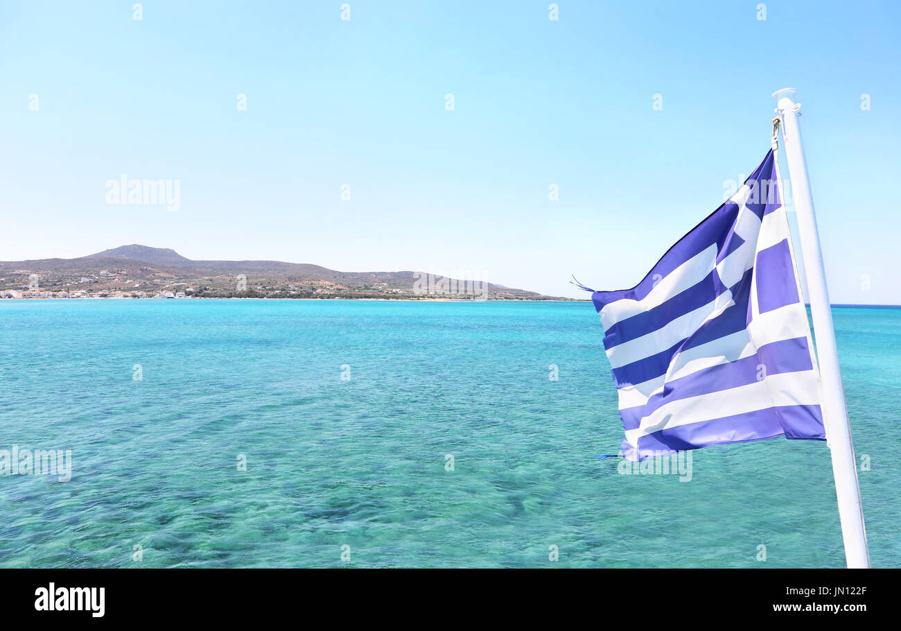 Elafonisos island as seen from the ship Lakonia Peloponnese Greece ...