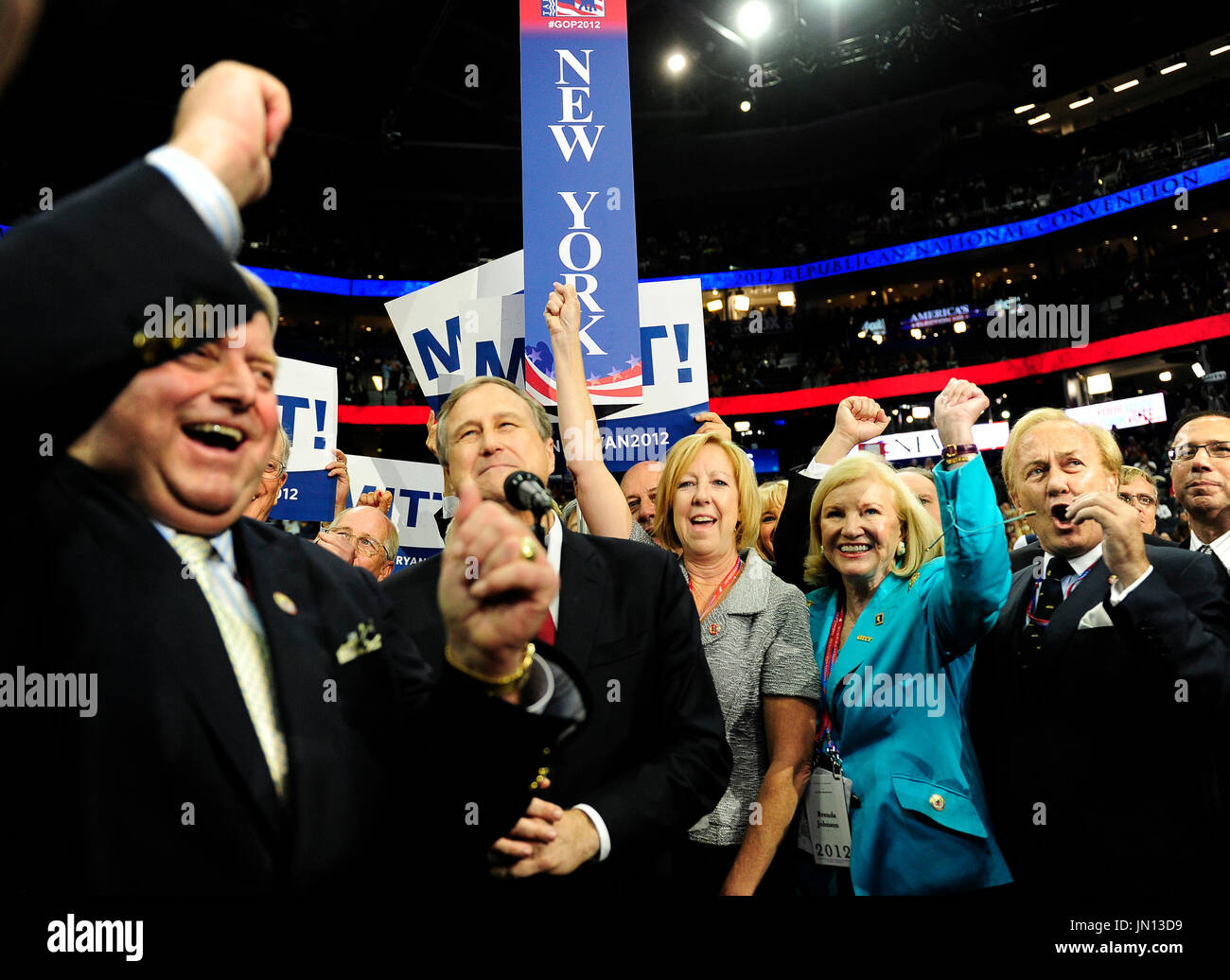 New York Delegates cheer as Edward F. Cox, Jr, Chairman, New York ...