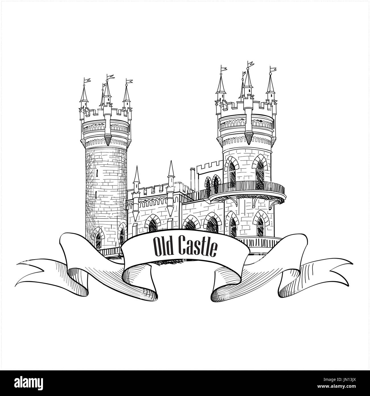 Famous German Castle Sign. Travel Landmark Background. Castle building ...