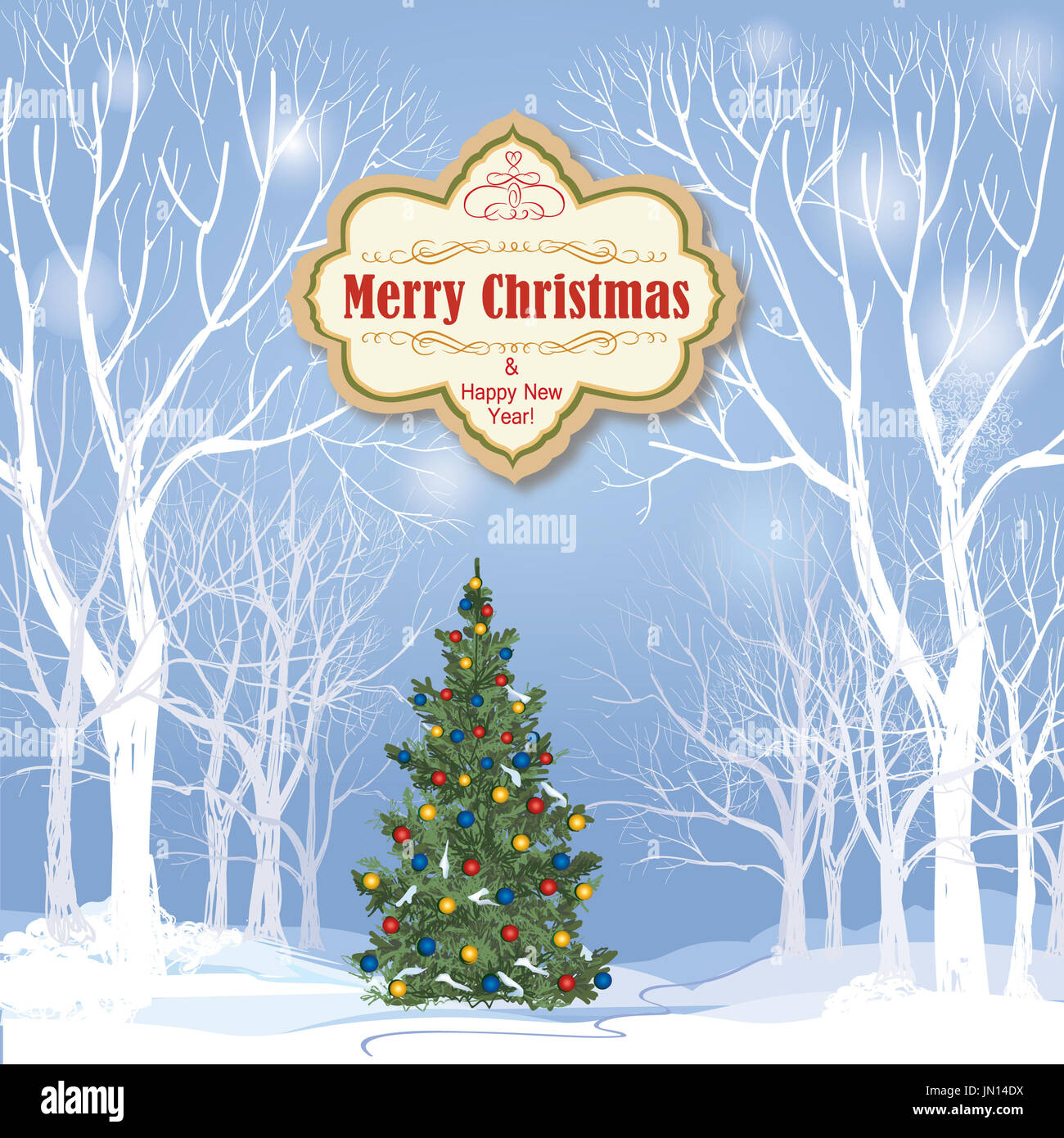 Christmas background. Snow winter landscape. Holiday greeting card ...