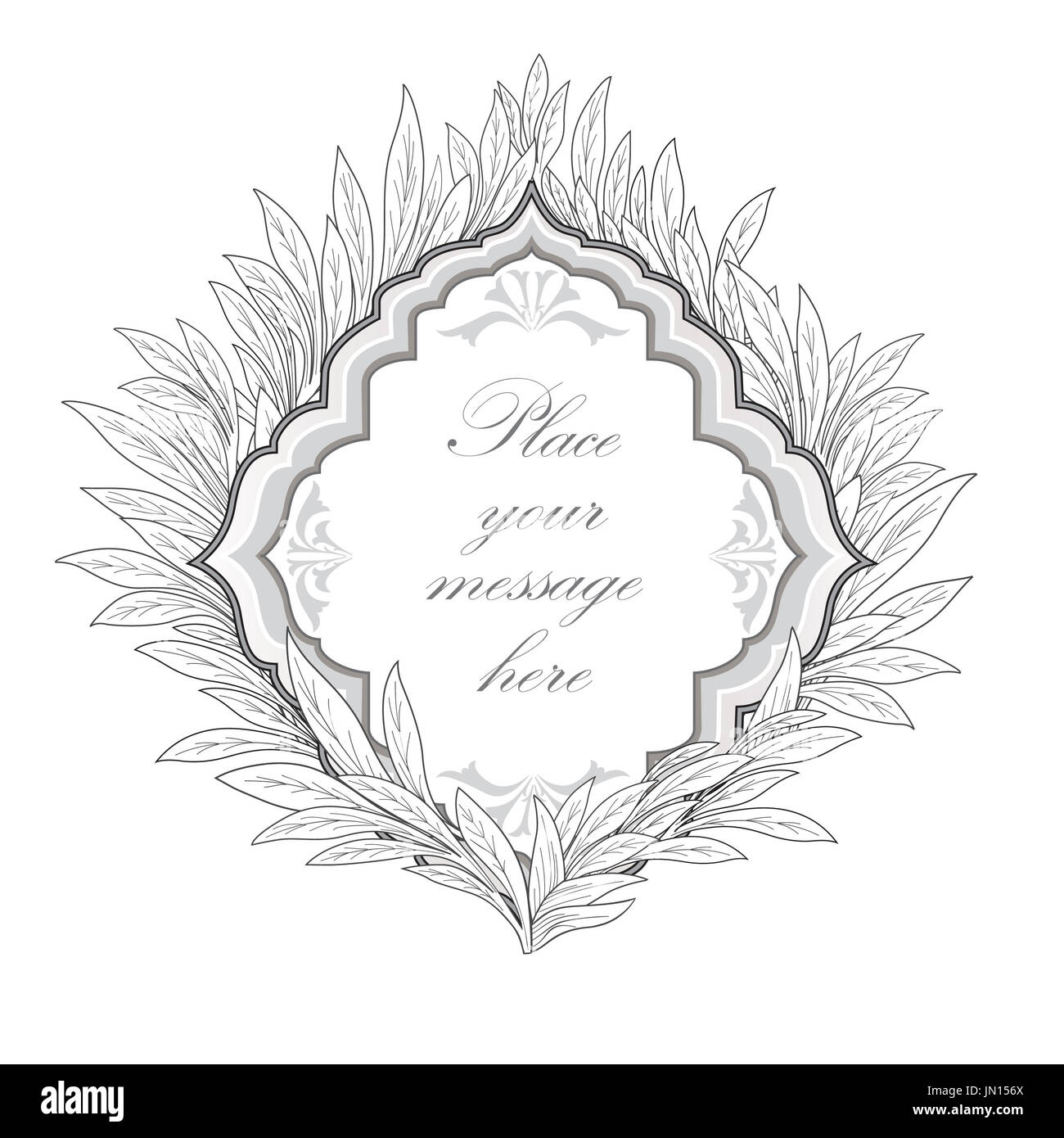 Floral frame. Leaves vintage border Stock Photo - Alamy