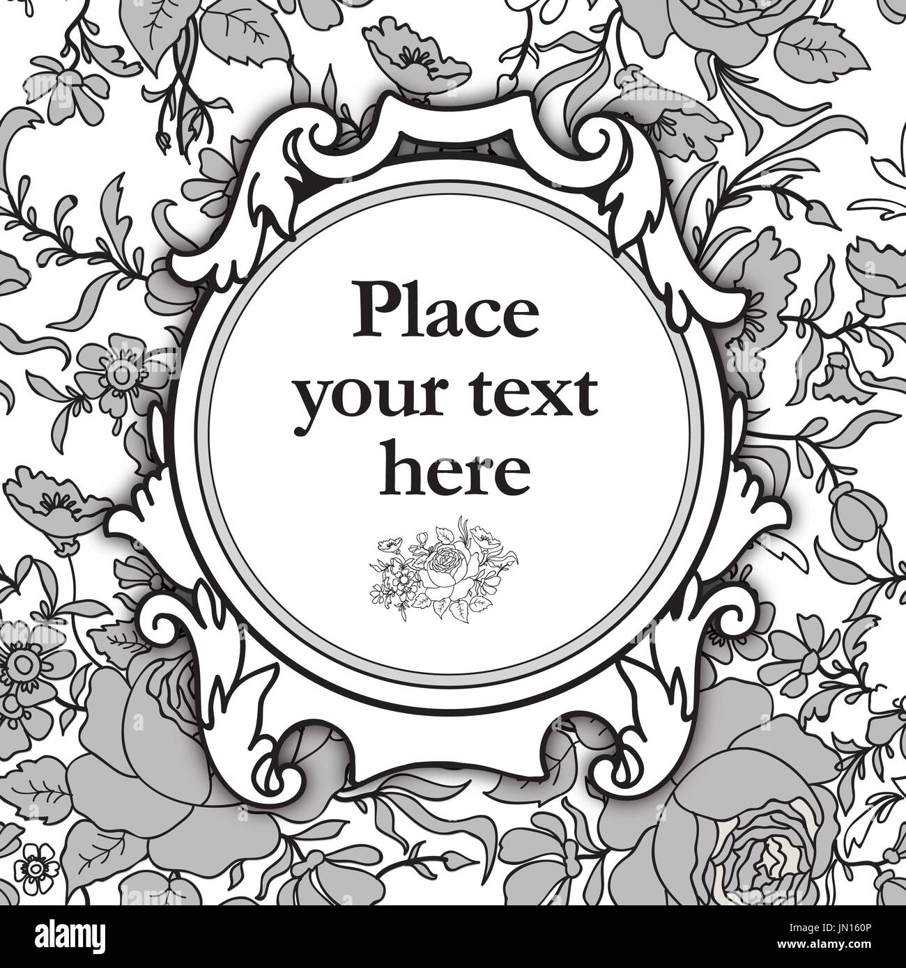 Doodle flower border hi-res stock photography and images - Alamy