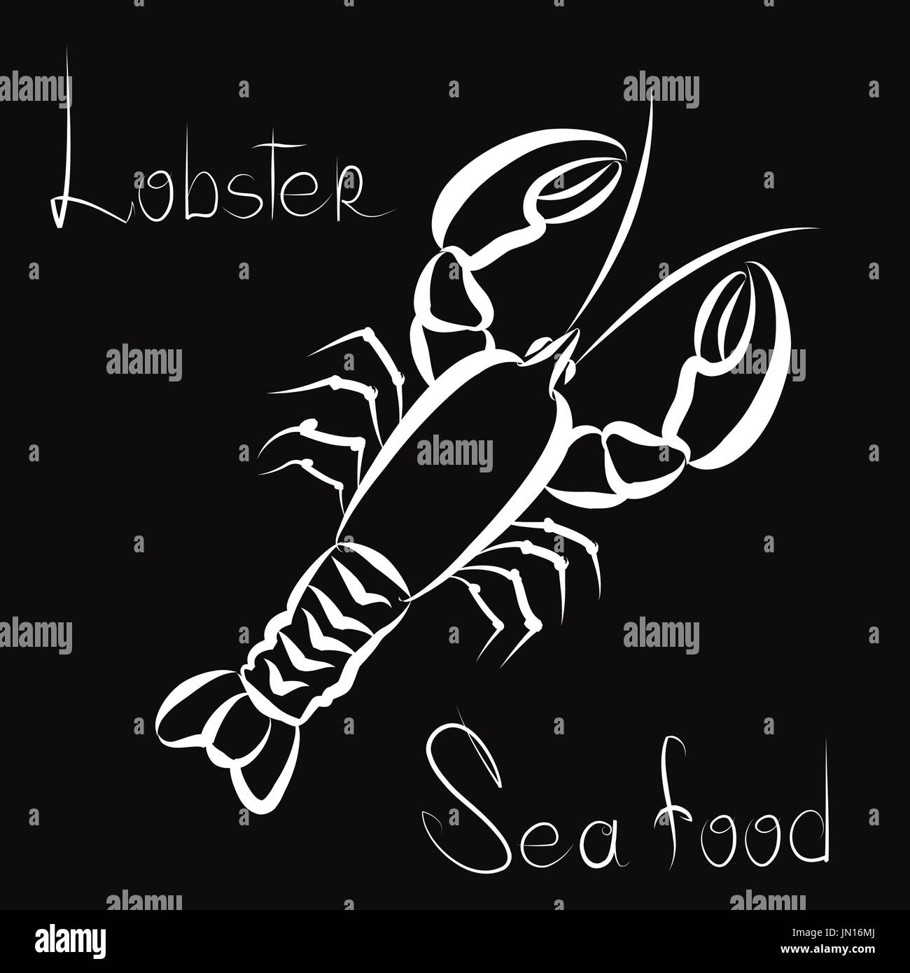 Lobster icon. Sea food menu label. Fish restraunt cover background ...
