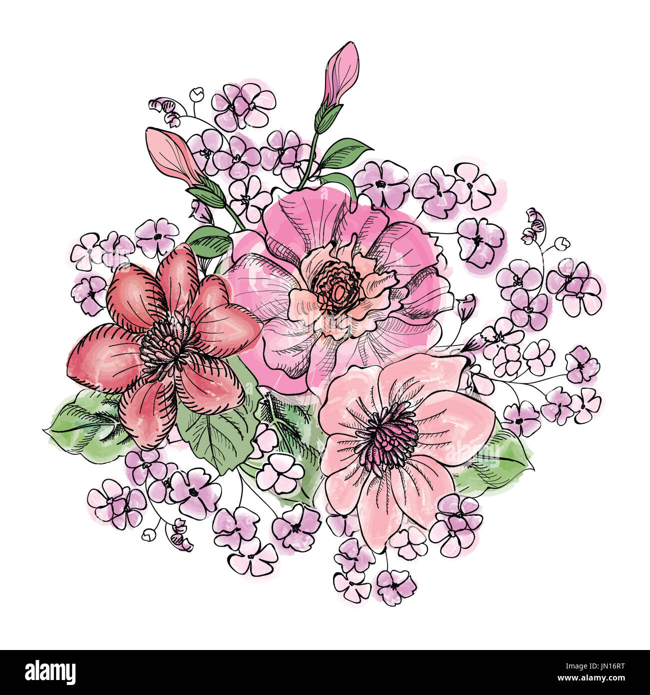 Flower bouquet. Floral frame Stock Photo - Alamy