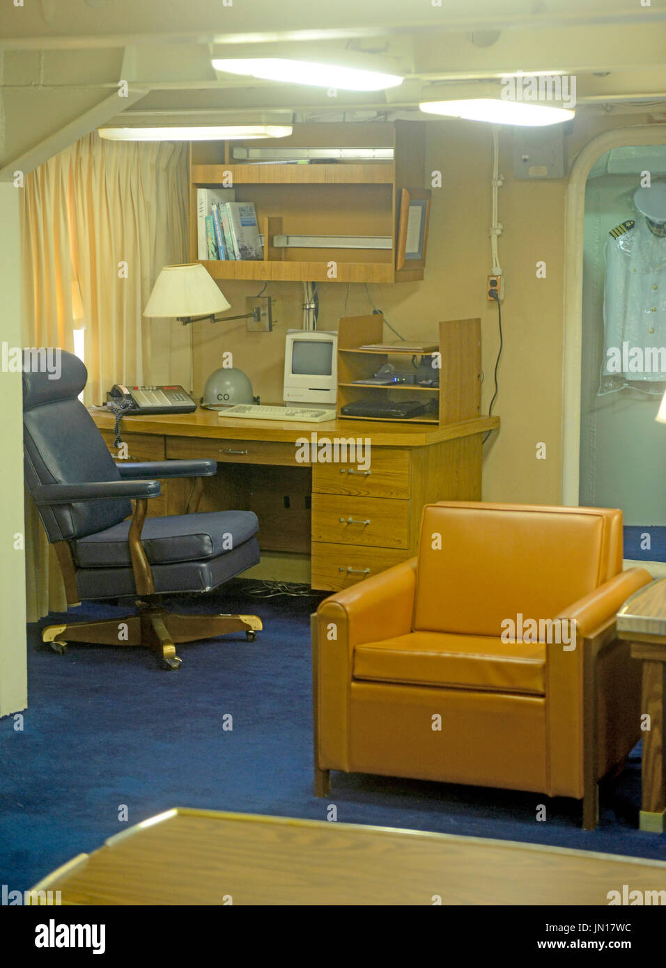 Interior of the Captain's Cabin on the Main Deck of the Battleship USS ...