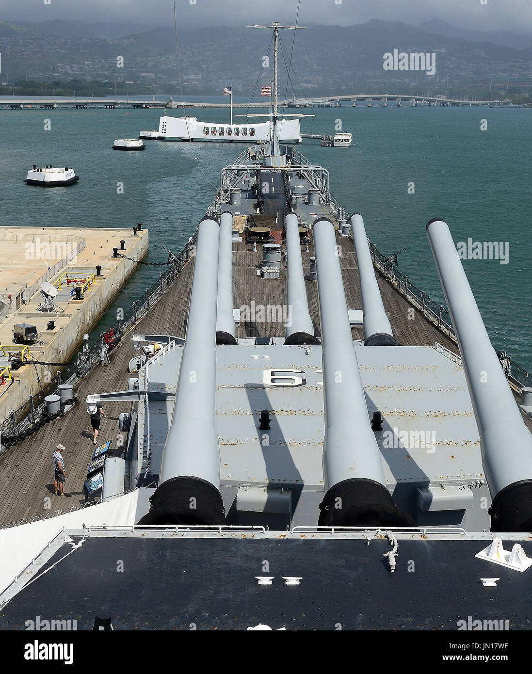 USS Arizona Memorial looking over Main Battery Turret #1 from the ...