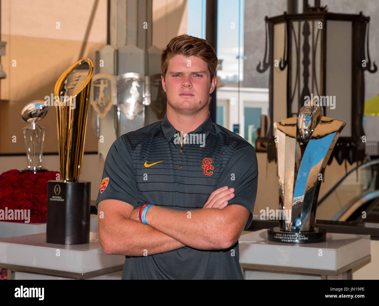 Hollywood, CA. 27th July, 2017. USC quarterback Sam Darnold poses for a ...