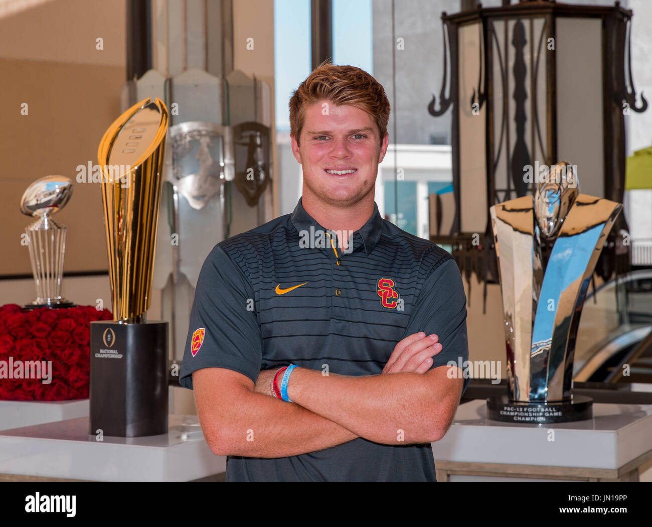 Hollywood, CA. 27th July, 2017. USC quarterback Sam Darnold poses for a ...