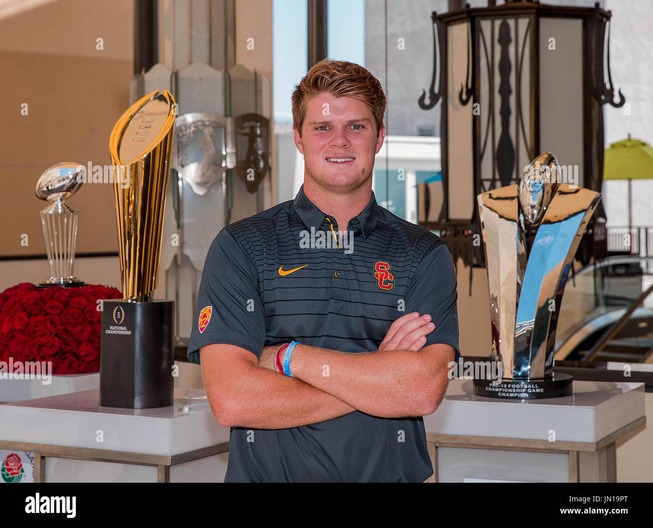 Hollywood, CA. 27th July, 2017. USC quarterback Sam Darnold poses for a ...