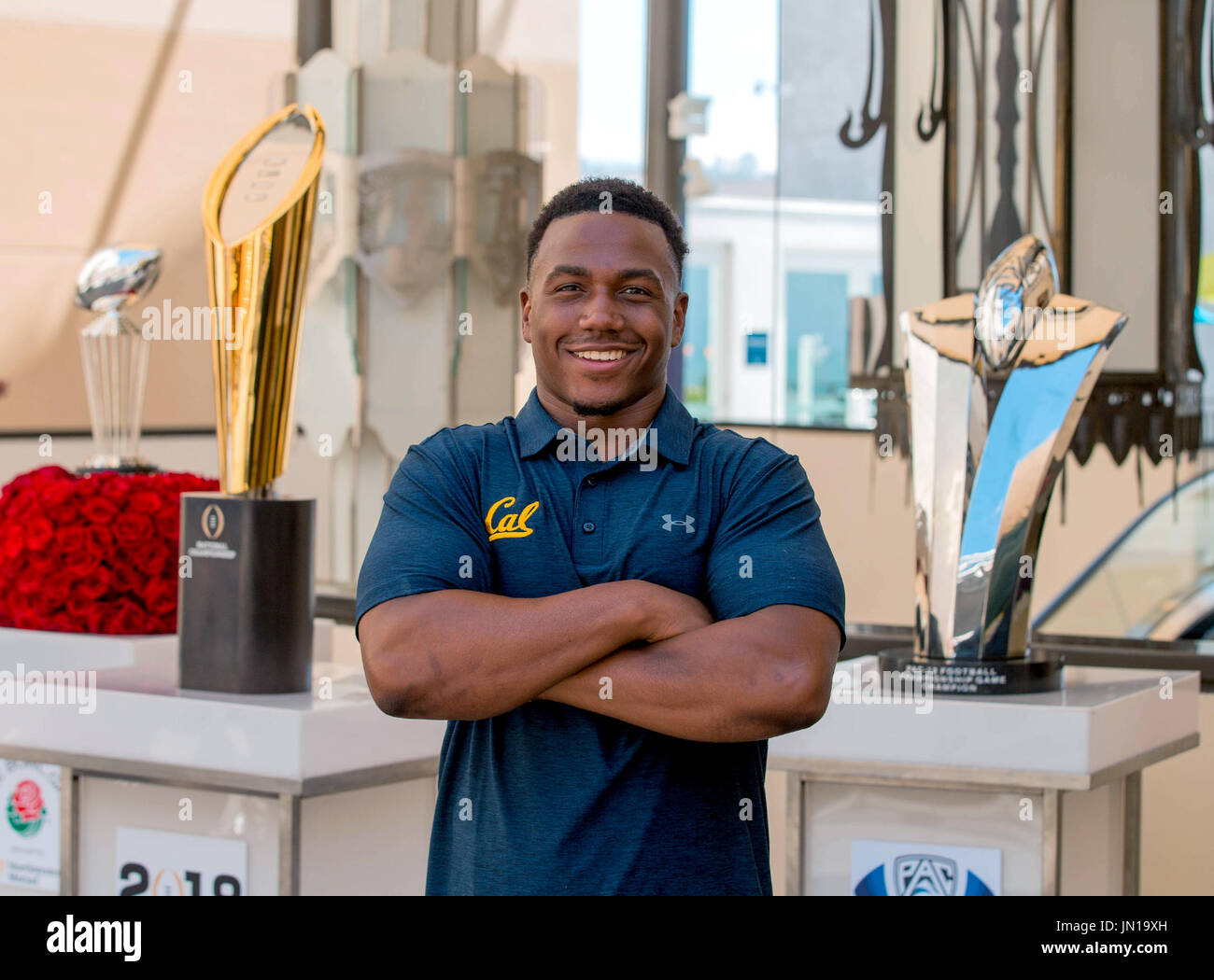Hollywood, CA. 27th July, 2017. Cal Bears running back Tre Watson poses ...