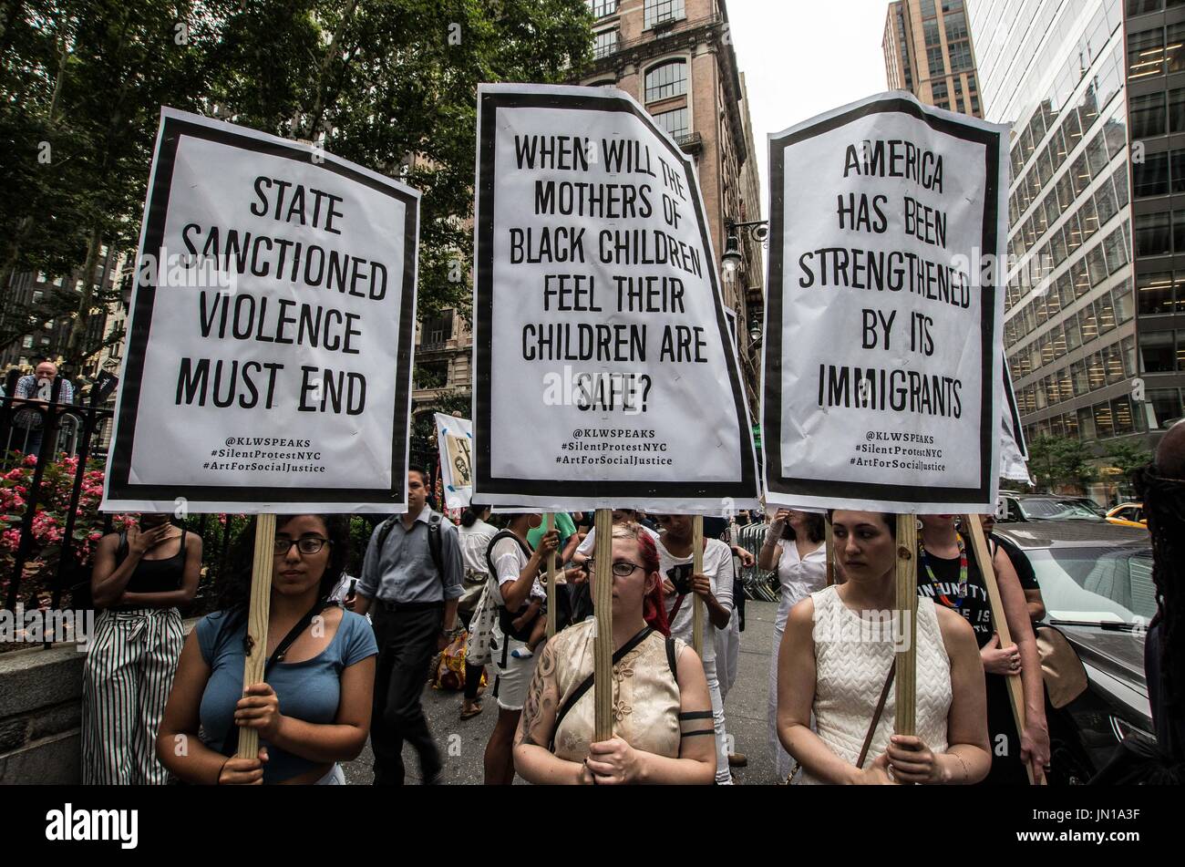 Silent protest parade in new york city hi-res stock photography and ...