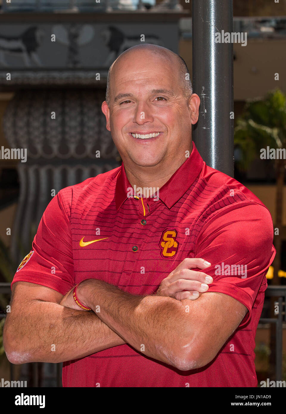 Hollywood, CA. 26th July, 2017. USC head coach Clay Helton poses for a ...