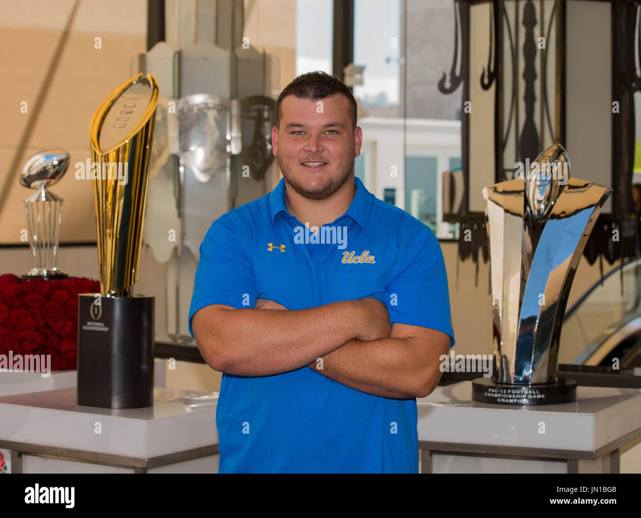Hollywood, CA. 27th July, 2017. UCLA center Scott Quesenberry poses for ...