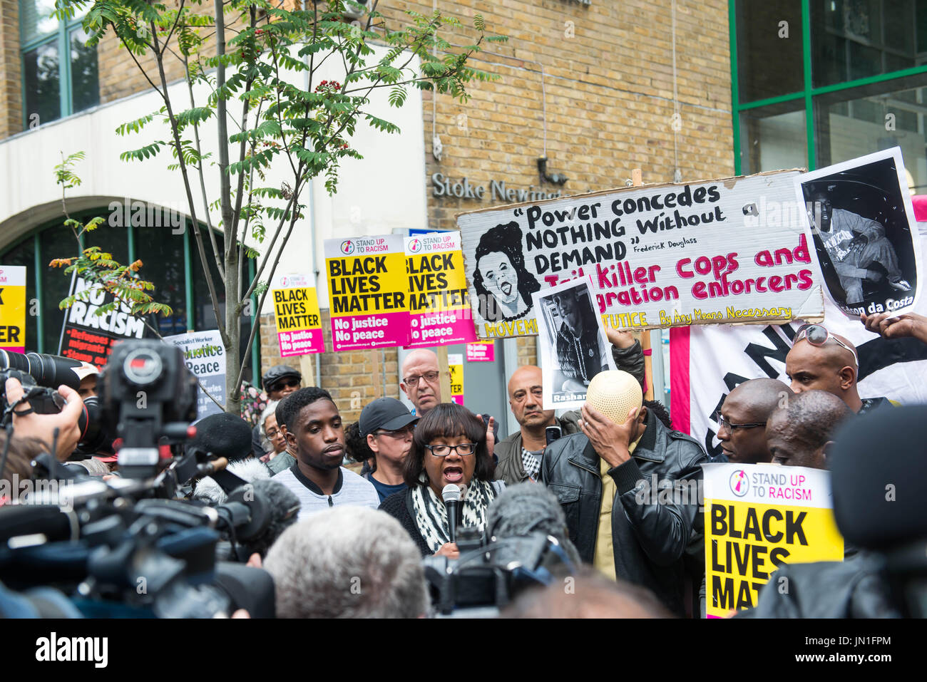 Stoke Newington, London. 29th July 2017. Diane Abbott at the Protest ...