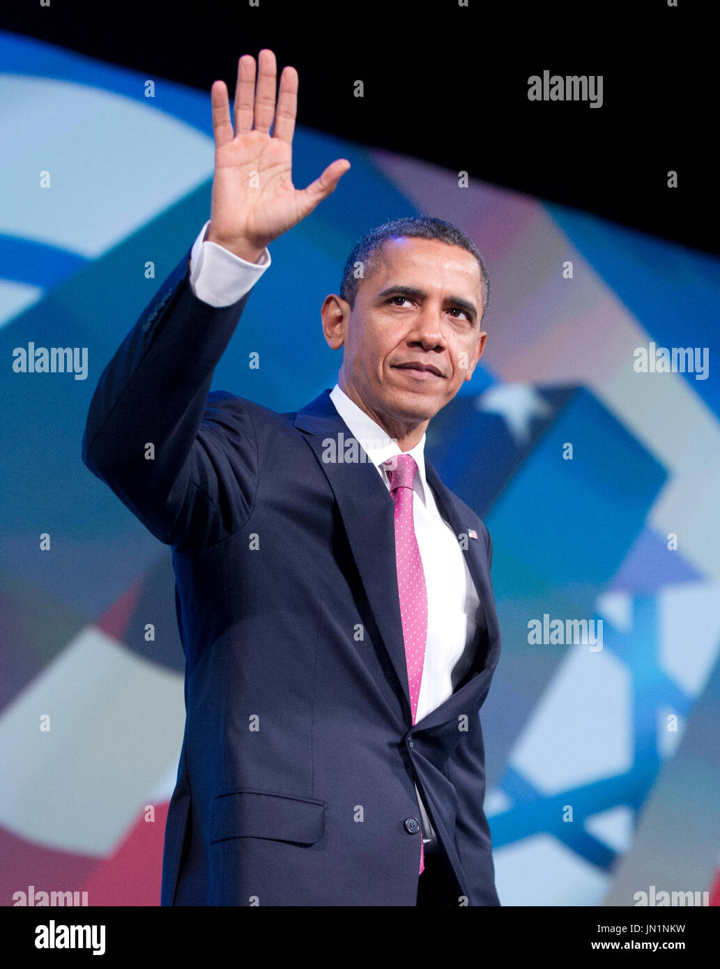 United States President Barack Obama waves as he arrives to deliver ...