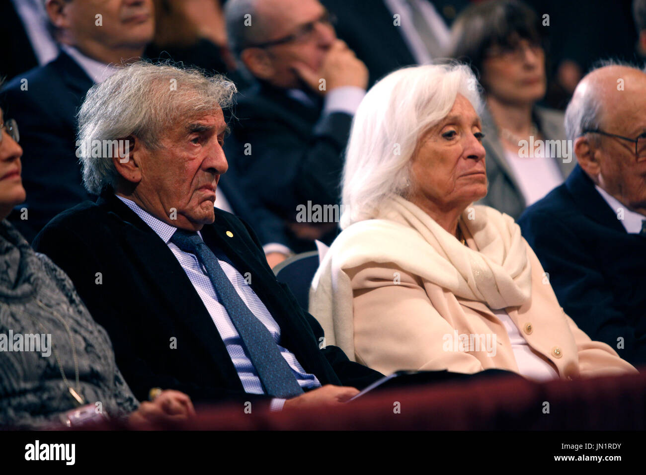 Elie Wiesel and his wife, Marion Erster Rose Wiesel, watch United ...