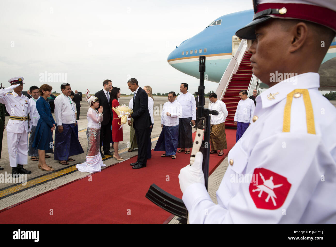 United States President Barack Obama arrives at Yangon International ...