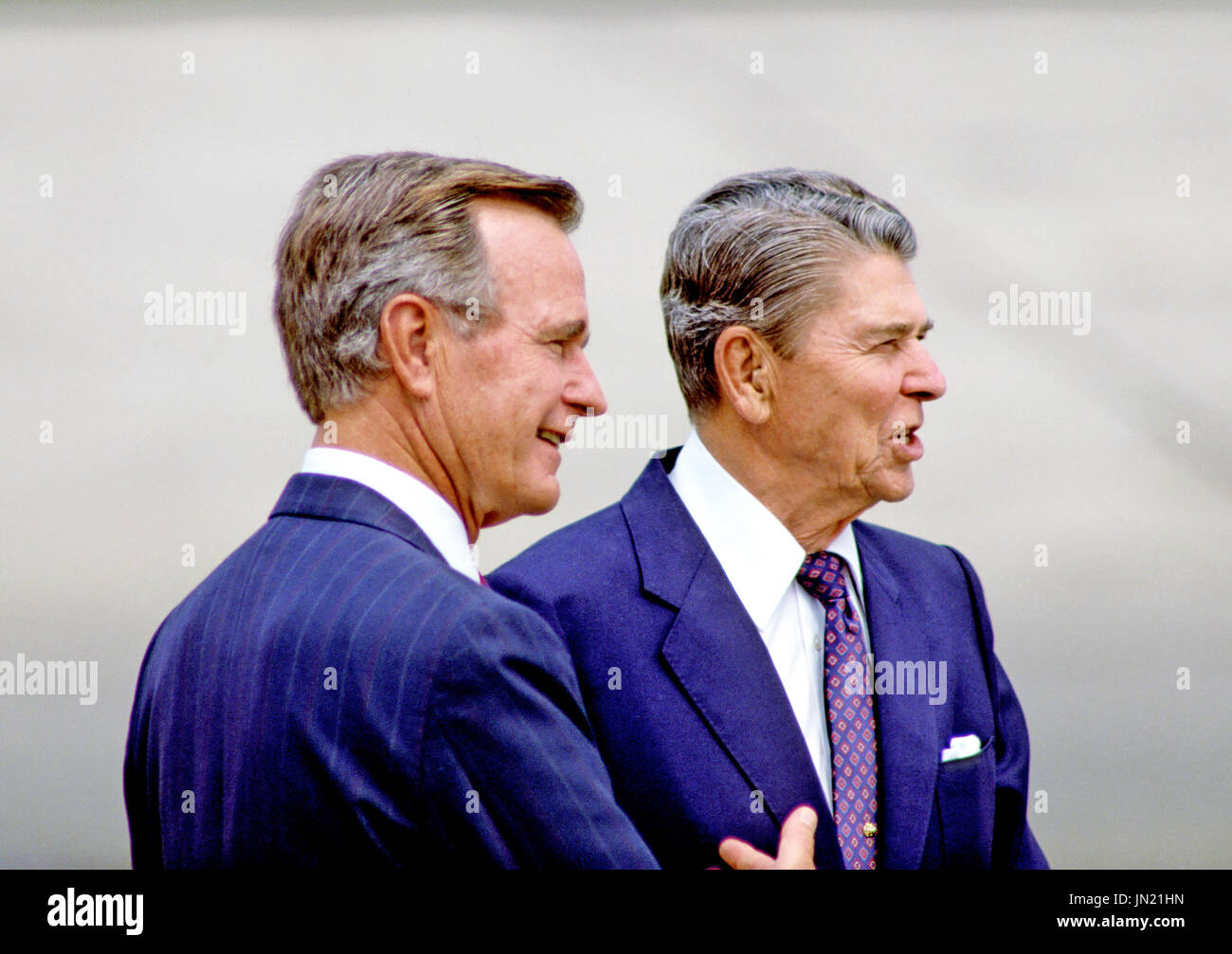 United States Vice President George H.W. Bush, left, arrives at the ...