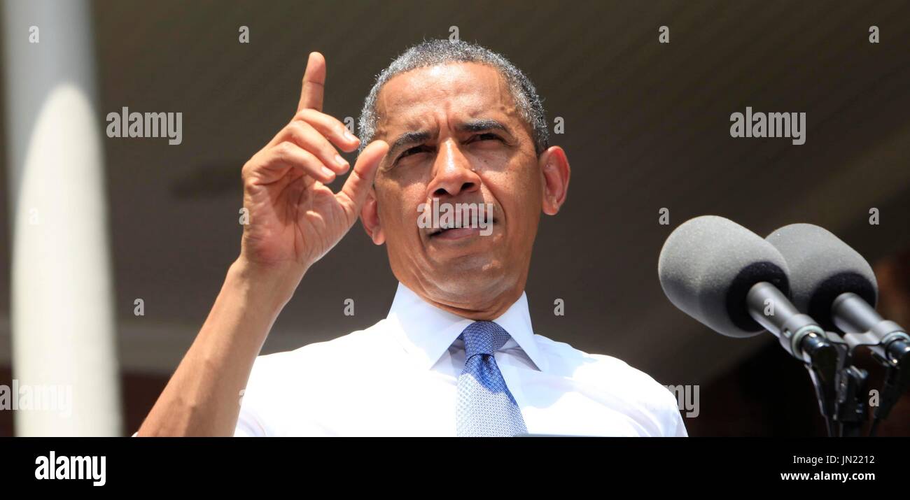United States President Barack Obama makes a speech on climate change ...