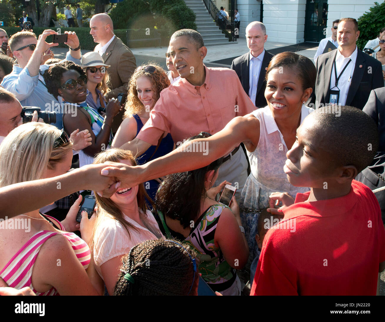 United States President Barack Obama and first lady Michelle Obama work ...
