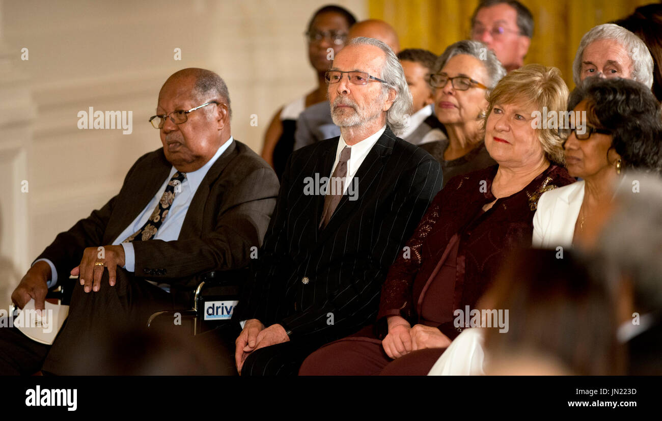 Ernest J. Gaines, Herb Alpert, Lin Arison, and Joan Myers Brown listen ...