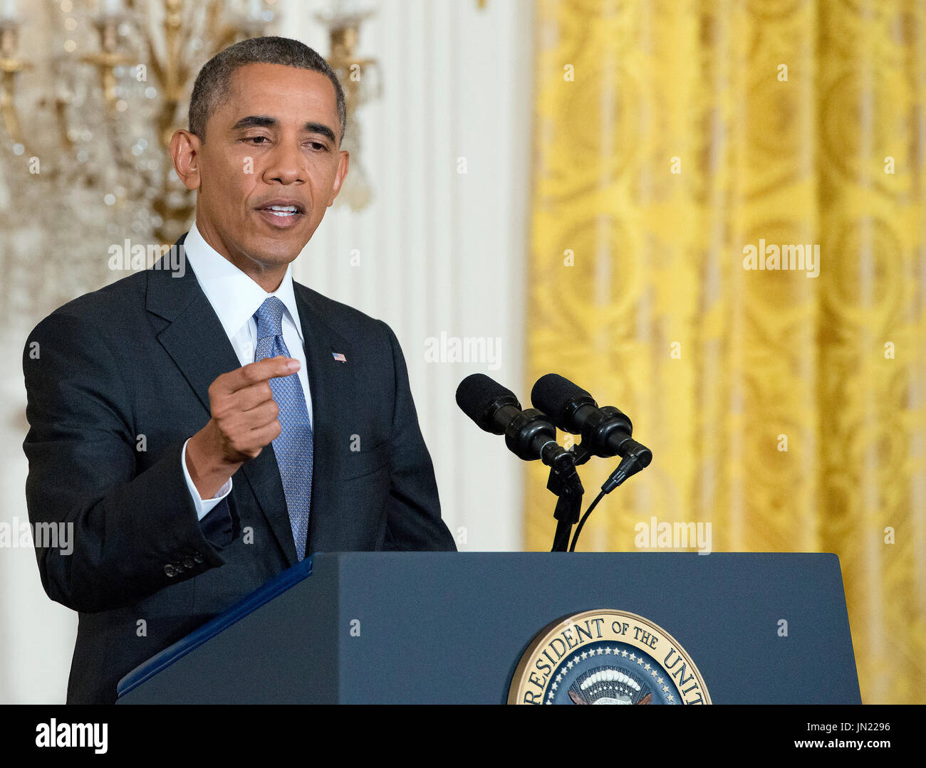 United States President Barack Obama conducts a formal press conference ...