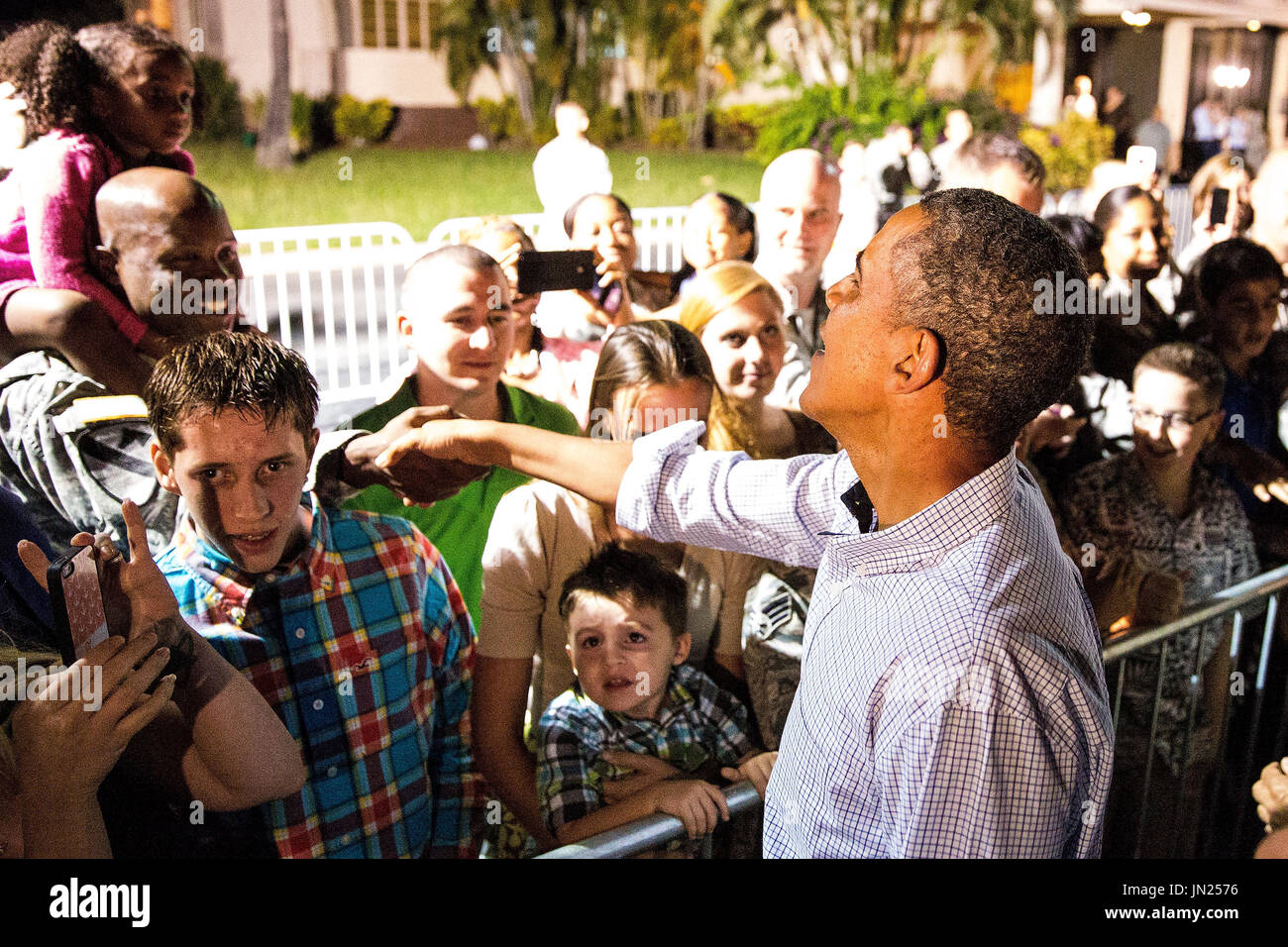 United States President Barack Obama greets well-wishers before ...