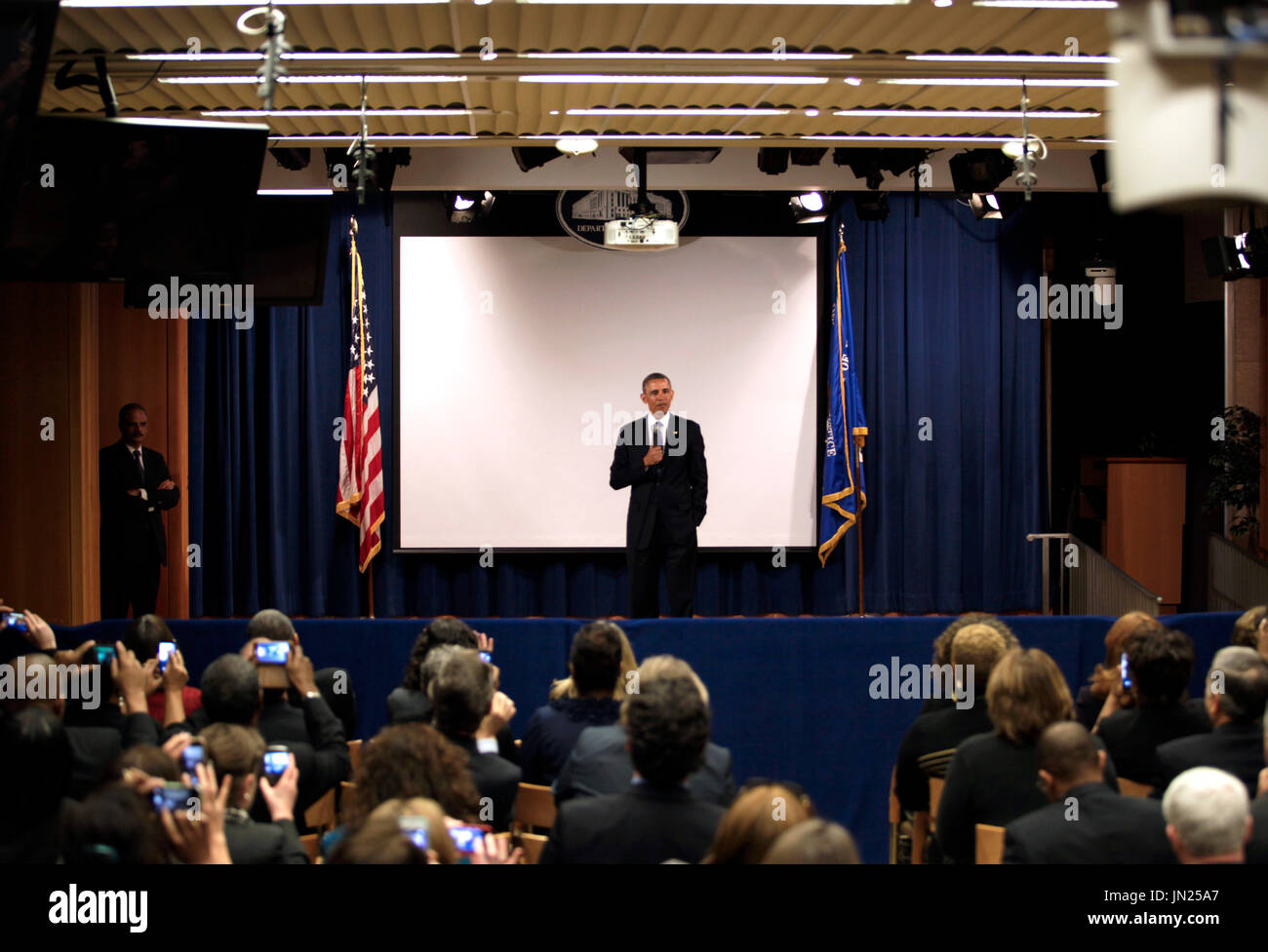 United States President Barack Obama visits staff members from the U.S ...