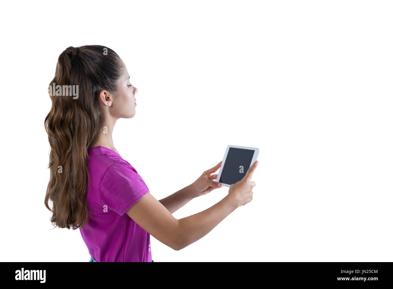 Teenage girl using Cut Out Stock Images & Pictures - Alamy