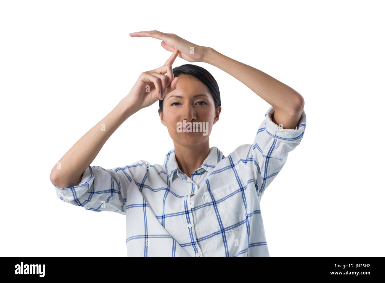Woman making timeout gesture on hi-res stock photography and images - Alamy