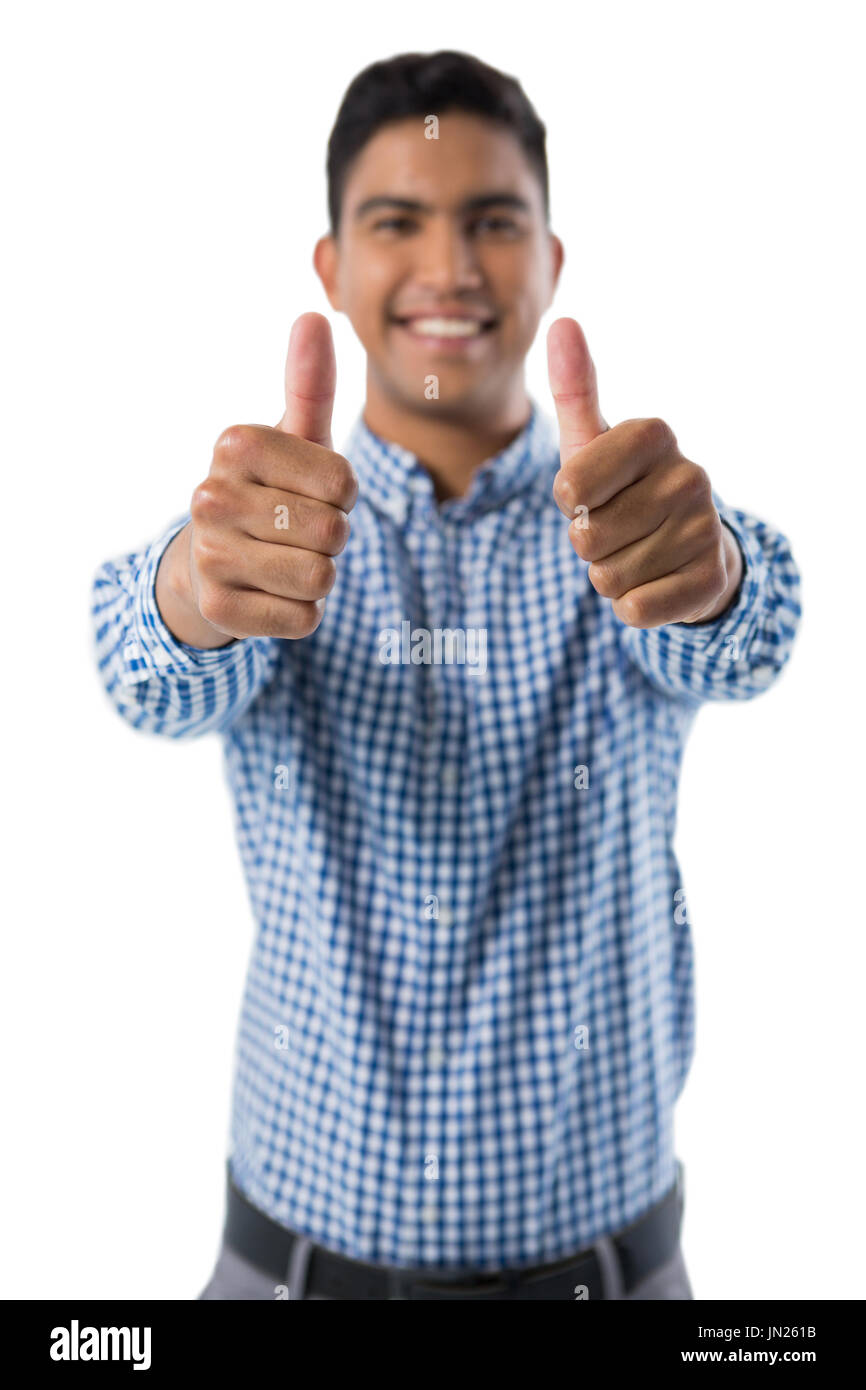 Happy man thumbs up middle hi-res stock photography and images - Alamy