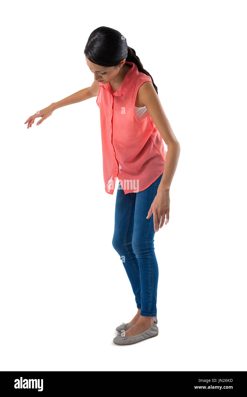 Beautiful woman posing on white background Stock Photo - Alamy