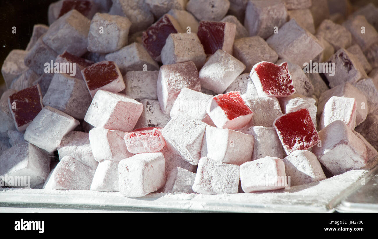 Load of traditional turkish delight rahat lokum Stock Photo - Alamy