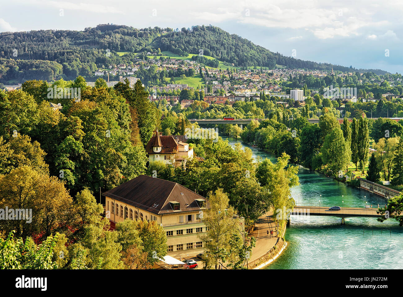 Bern city landscape with Aare River Swiss, Bern-Mittelland district ...
