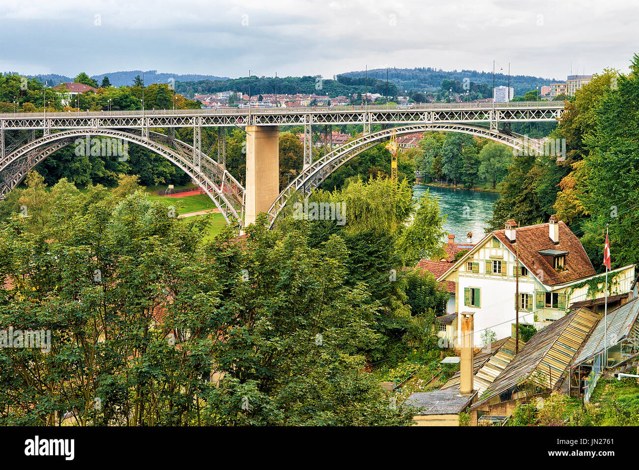 Panorama of Bern with Kirchenfeld bridge, Bern-Mittelland district ...